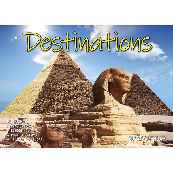 Buy 2026 Calendar Big Print Destinations Horizontal Wall, Bartel BP617 - MyDeal Australia