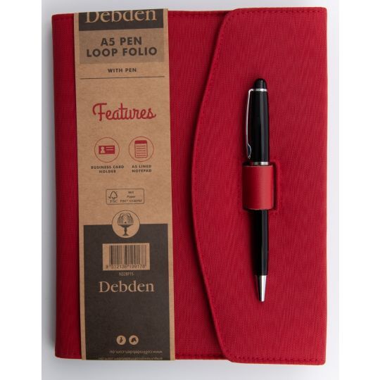 Buy Collins Debden A5 Folio with Pen Loop Closure, Red - MyDeal Australia