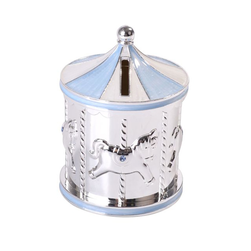 Buy Money Bank Carousel Baby Boy Silver Plated Blue, Baby Gift, Gibson ...