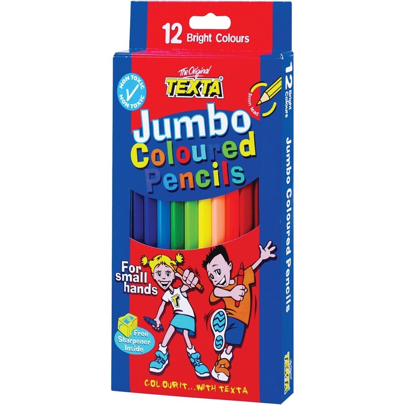 Buy Texta - Jumbo Coloured Pencils- 12 Pack - Includes Sharpener 307030 ...