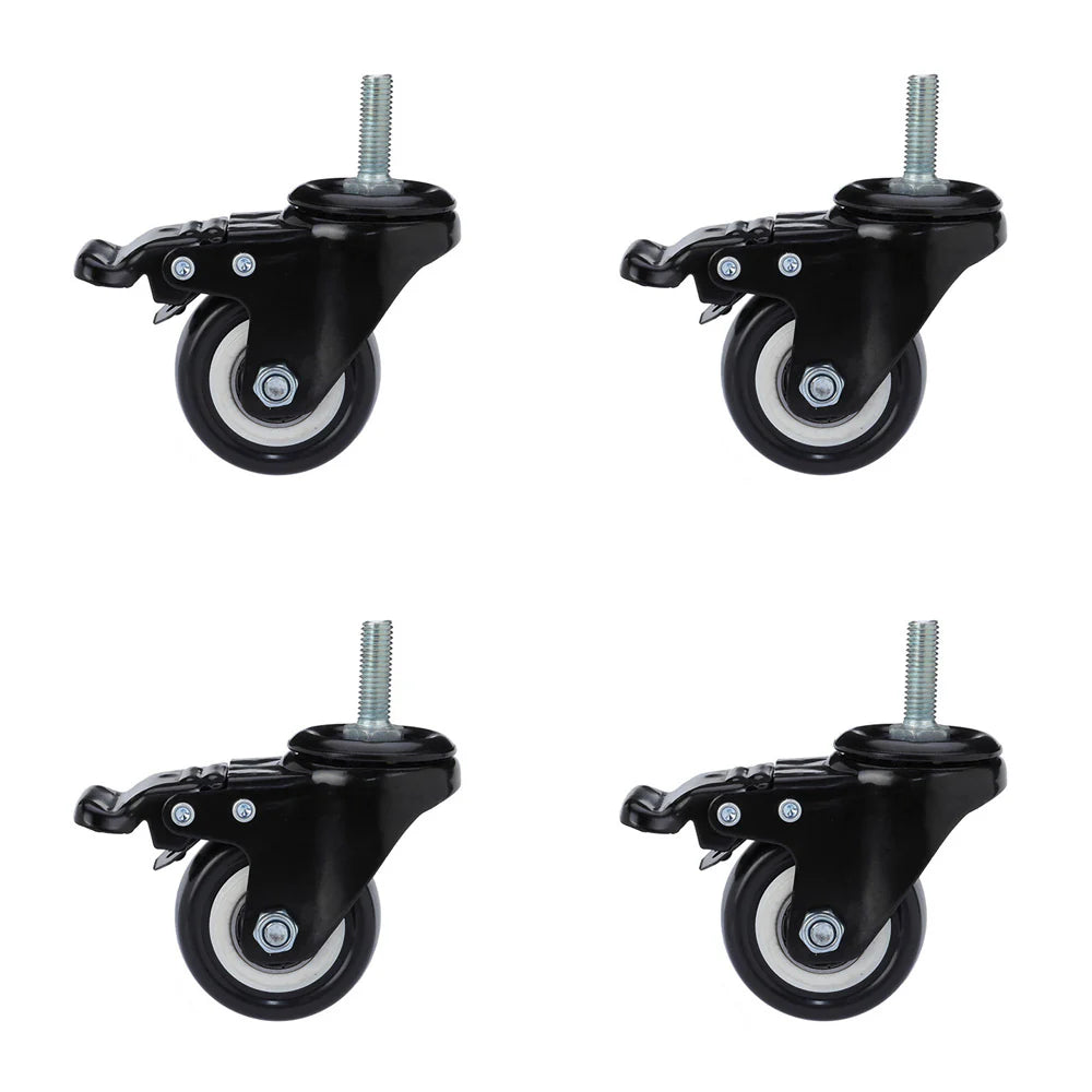 Buy 4 pcs 1.5" Heavy Duty Swivel Caster Wheels M8 Threaded Stem Brake ...