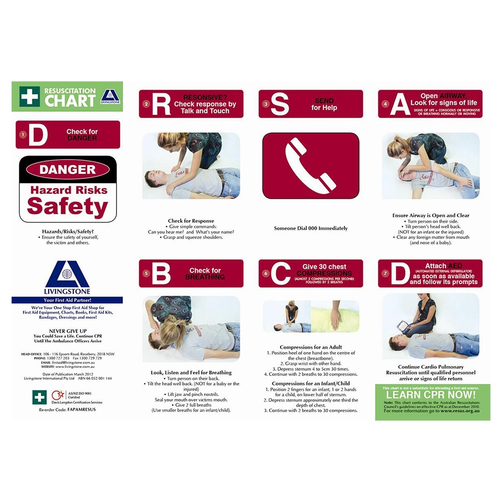 Buy Foldable First Aid Resuscitation Pamphlet A4 - MyDeal Australia