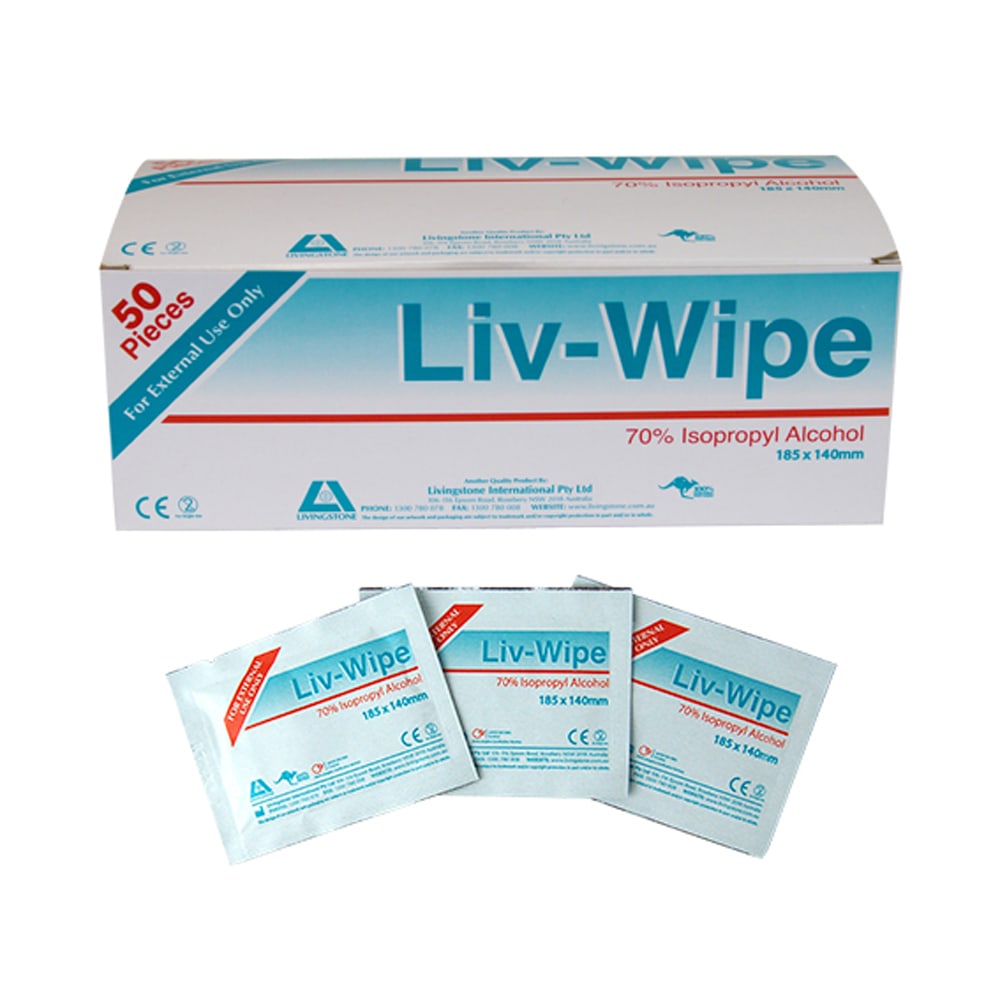 Buy Liv-Wipe Prefolded Antibacterial 70% Isopropyl Alcohol Cleaning ...