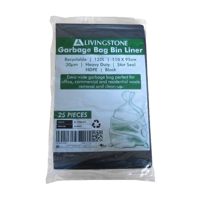 Buy Livingstone Garbage Bag Bin Liner 120L 110 x 95cm HDPE Star Seal ...
