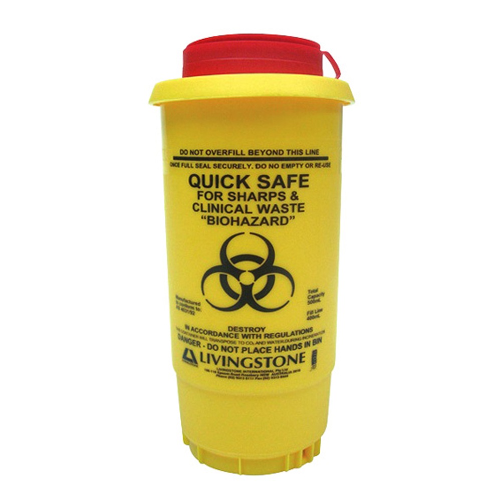 Buy Livingstone Needles Sharps Waste Collector 500ml with Pull Off Lid ...
