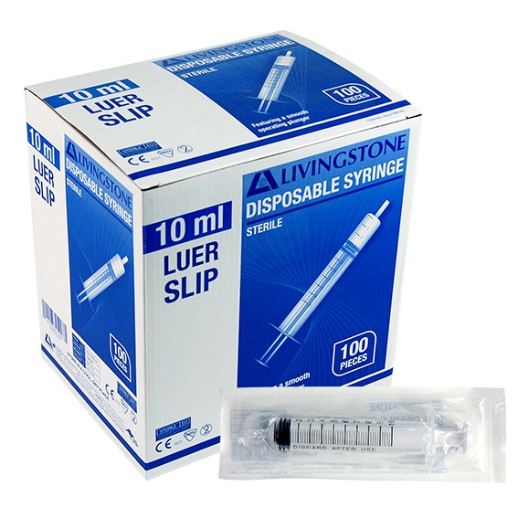Buy Livingstone Syringe 10ml Luer Slip Tip Concentric Nozzle Hypoallergenic Sterile 100 Box ...