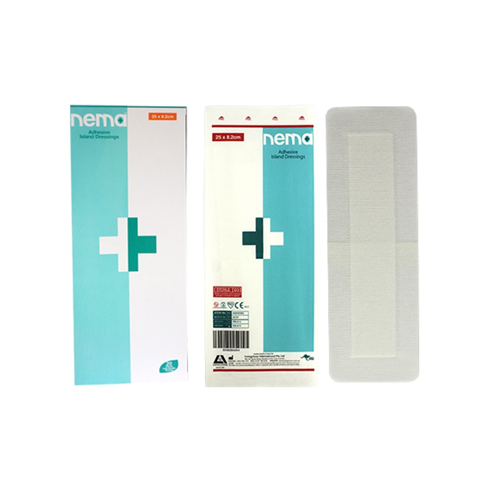 Buy Nema Adhesive Island Dressing with Non-Adherent Pad Nonwoven 25 x 8 ...