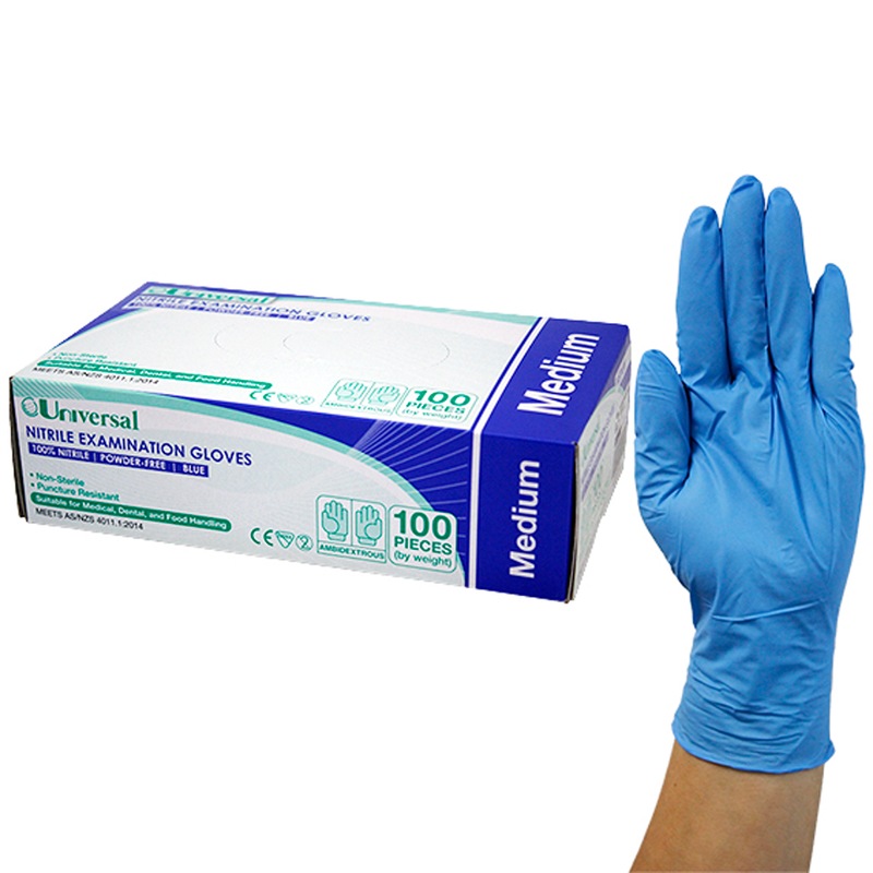 Buy Universal Nitrile Powder Free Gloves Medium Blue AS/NZ HACCP Grade ...