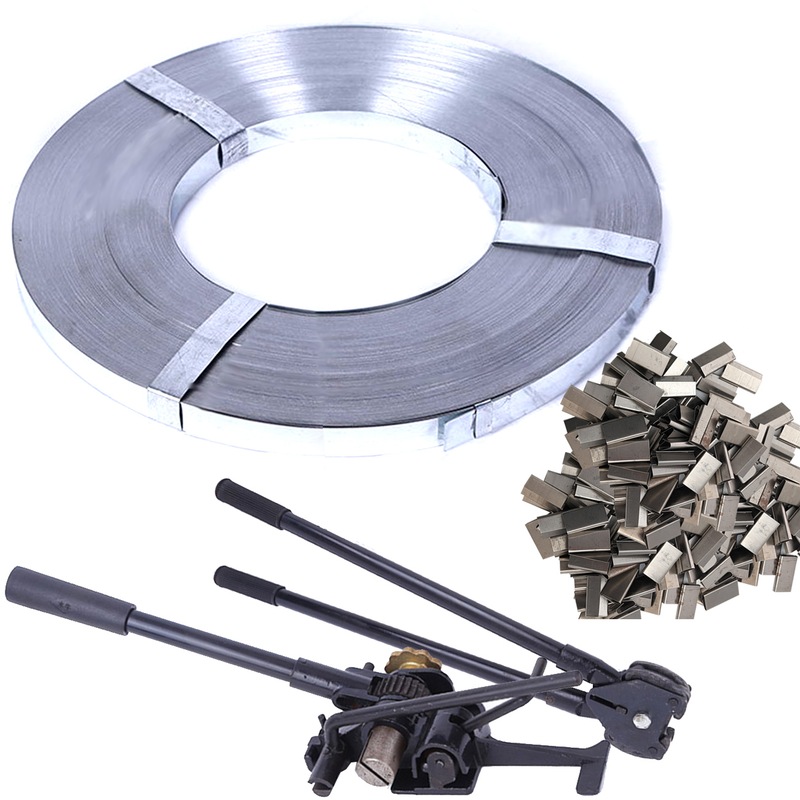 Buy 1 Roll/325M Heavy Duty Metal Strap with 200 Clips &2 Tools for Cargo Strapping Logistics ...