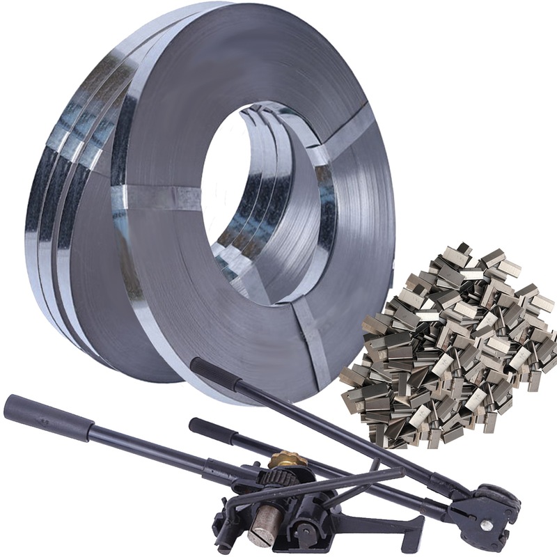 Buy 4 Roll/1.3KM Heavy Duty Metal Strap with 1K Clips &2 Tools for ...