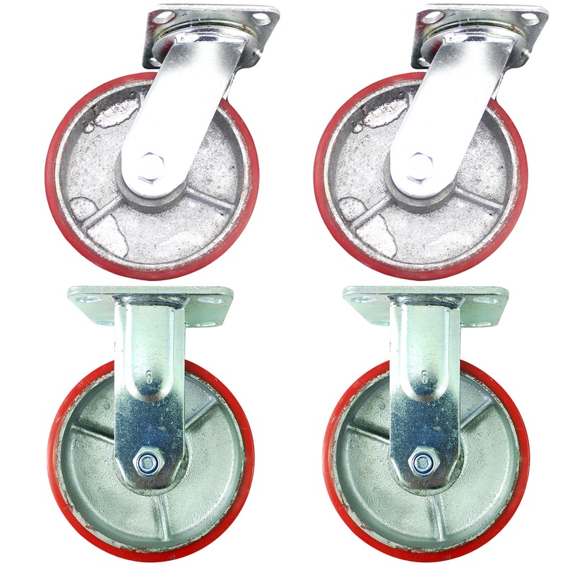 Buy riin 4pcs Set 6inch 15cm Metal Caster Wheel Heavy Duty 2 Swivel/Non ...