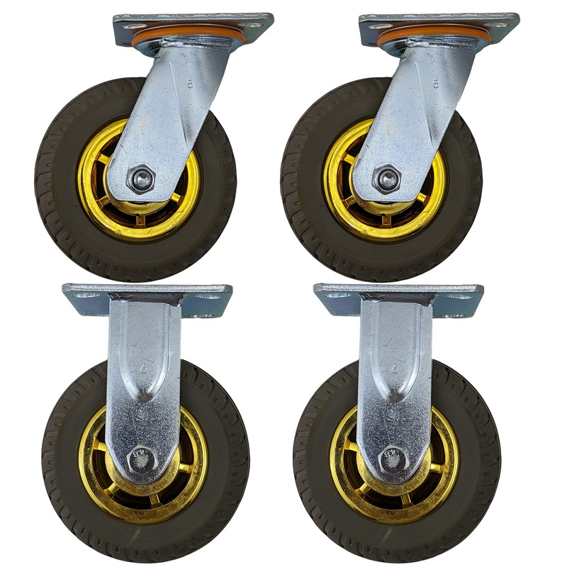 Buy riin 4pcs Set 6inch Rubber Caster Wheel Industrial Solid Treaded ...