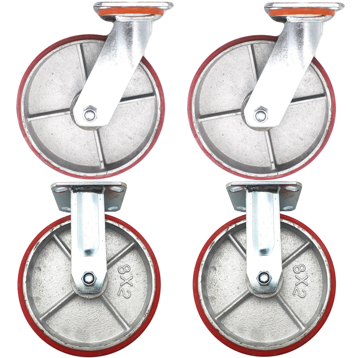 Buy riin 4pcs Set 8inch 20cm Metal Caster Wheel Heavy Duty 2 Swivel/Non ...