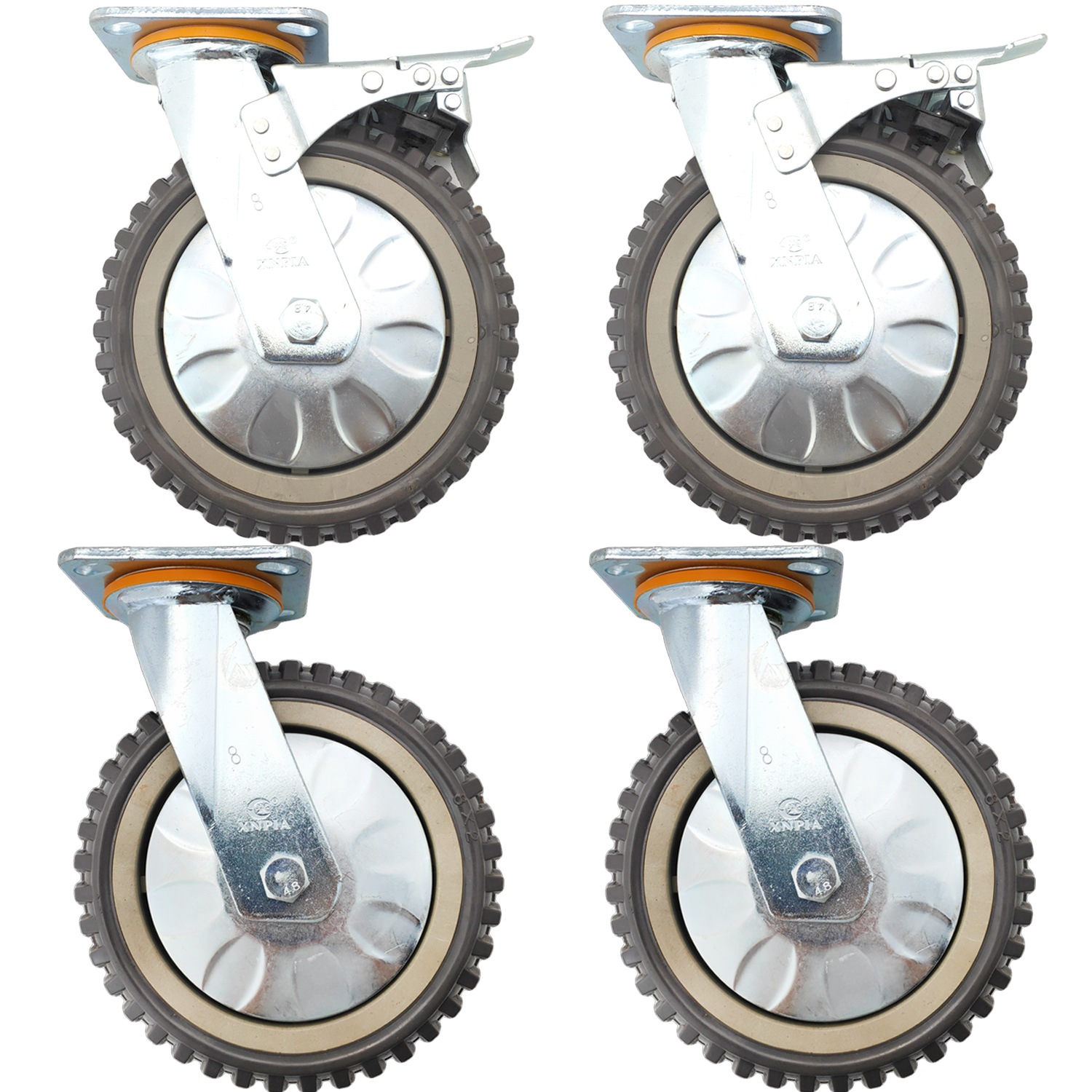 Buy riin 4pcs Set 8inch Plastic Caster Wheel Industrial Castor Solid ...