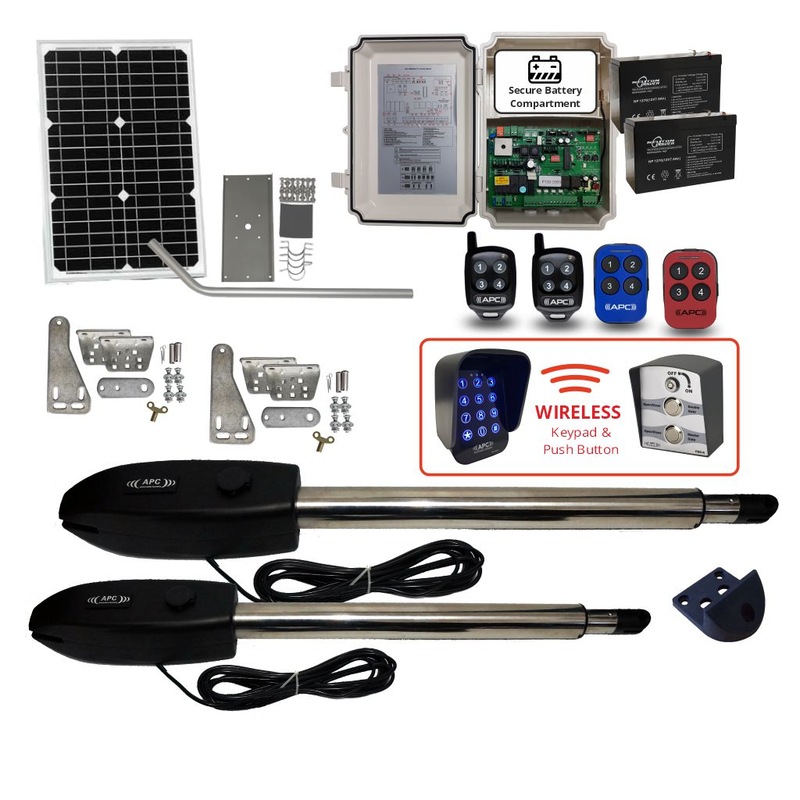 Buy APC Automatic Electric Double Swing Gate Opener System with Solar ...