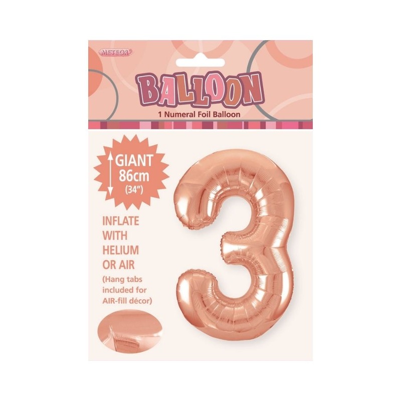 Buy 34" Rose Gold Number 3 Foil Balloon - MyDeal