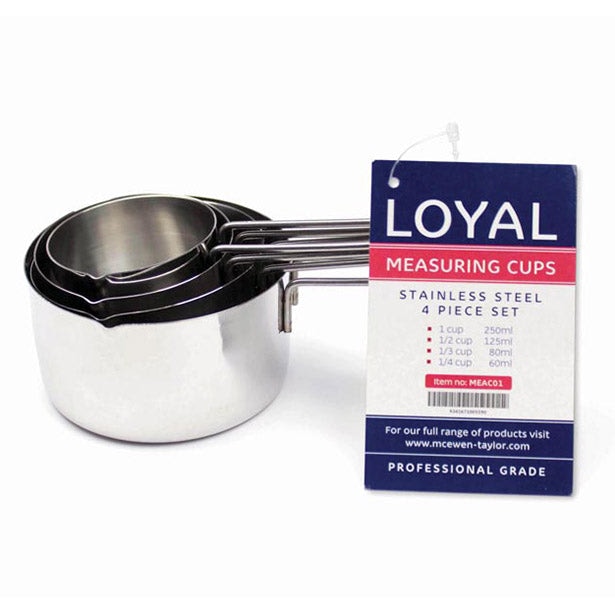 Buy 4pc Loyal Heavy Duty Stainless Steel Measuring Cups Set - MyDeal ...