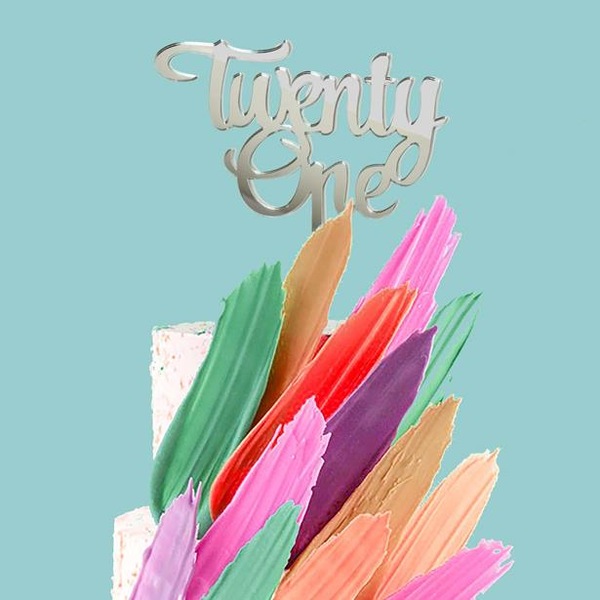 Buy Mirror Cake Topper - Number Twenty One - MyDeal Australia