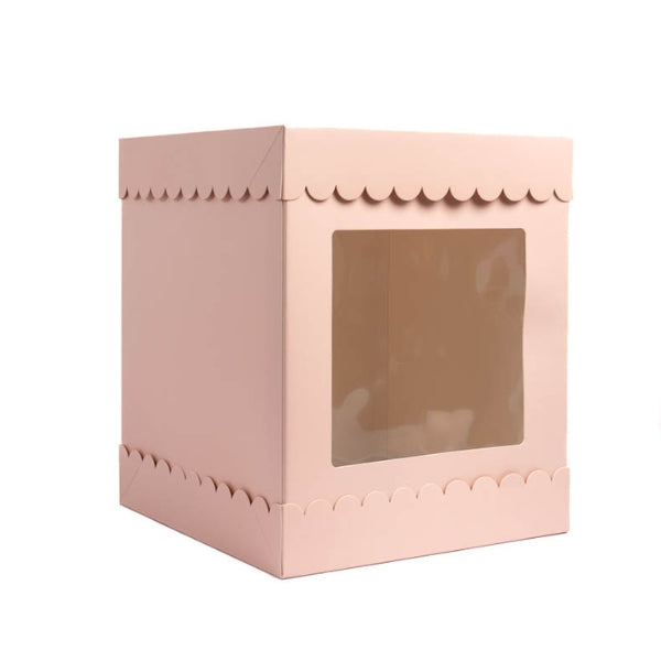 Buy Pastel Pink 10" Scalloped Cake Box With Window (10x10x12") - MyDeal ...