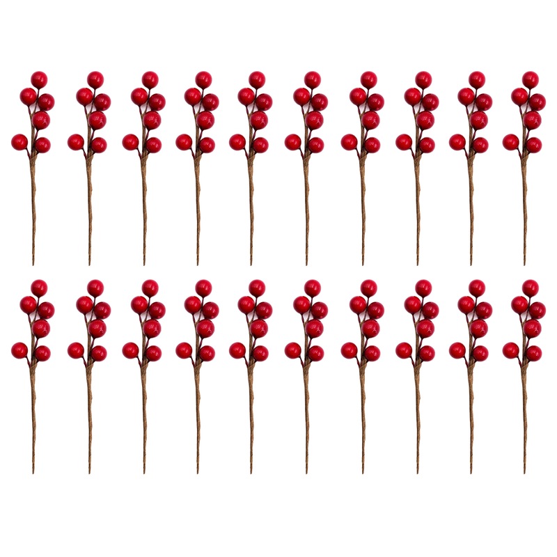 Buy 20pcs Christmas Red Holly Berry Pick 115mm - MyDeal