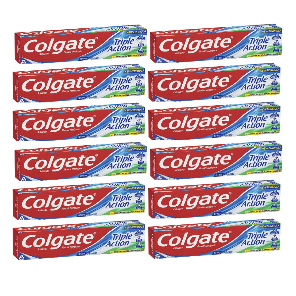 Buy 12x Colgate Triple Action Cavity Protection Fluoride Toothpaste ...