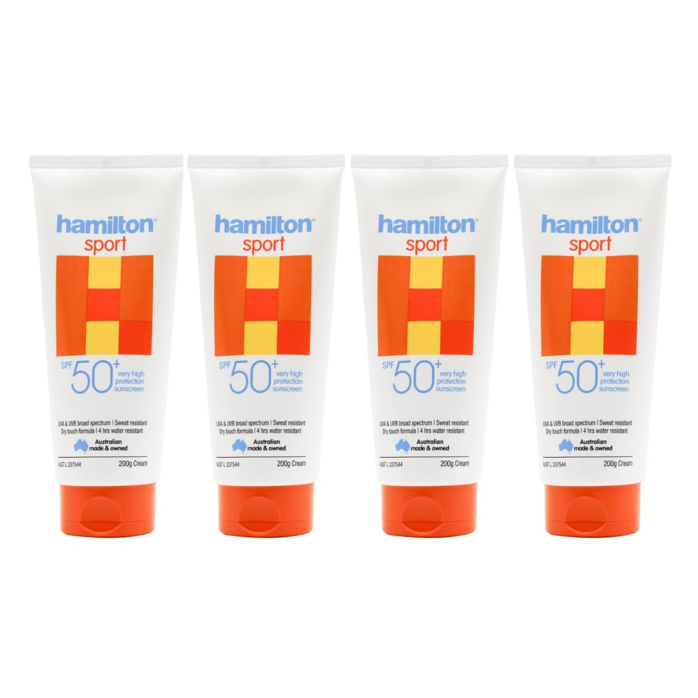 Buy 4x Hamilton Sport spf 50+ Sunscreen 200g - MyDeal Australia