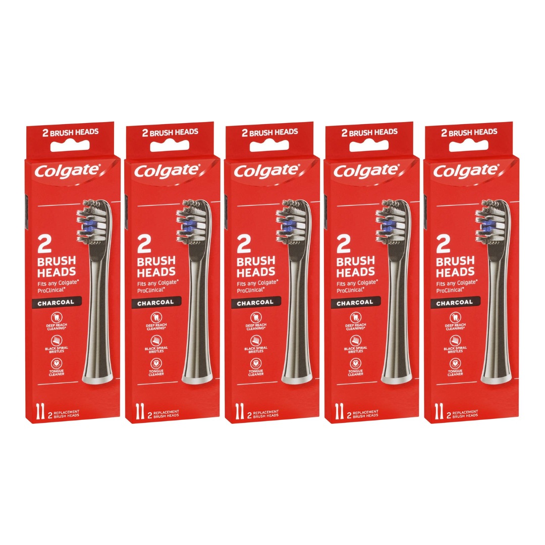 Buy 5x Colgate 2 Replacement Brush Heads Charcoal Fits any Colgate ...
