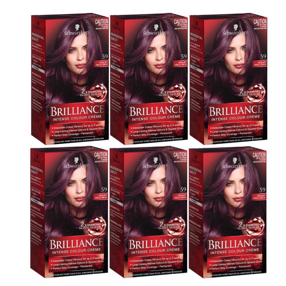 Buy 6x Schwarzkopf Brilliance Intense Colour Creme Hair Colour - 59 ...