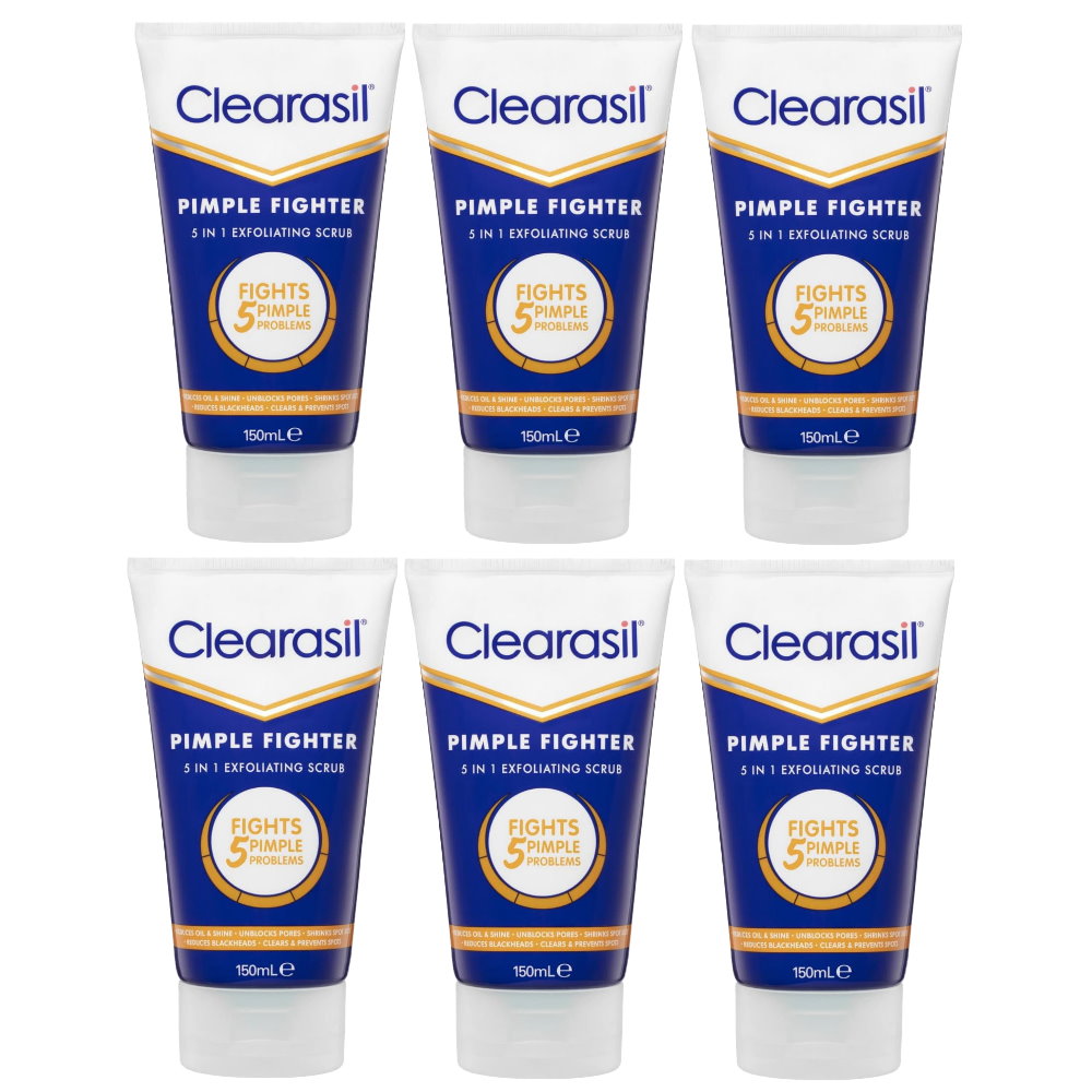 Buy 6x Clearasil 5 In 1 Pimple Fighter Exfoliating Scrub 150ml - MyDeal ...