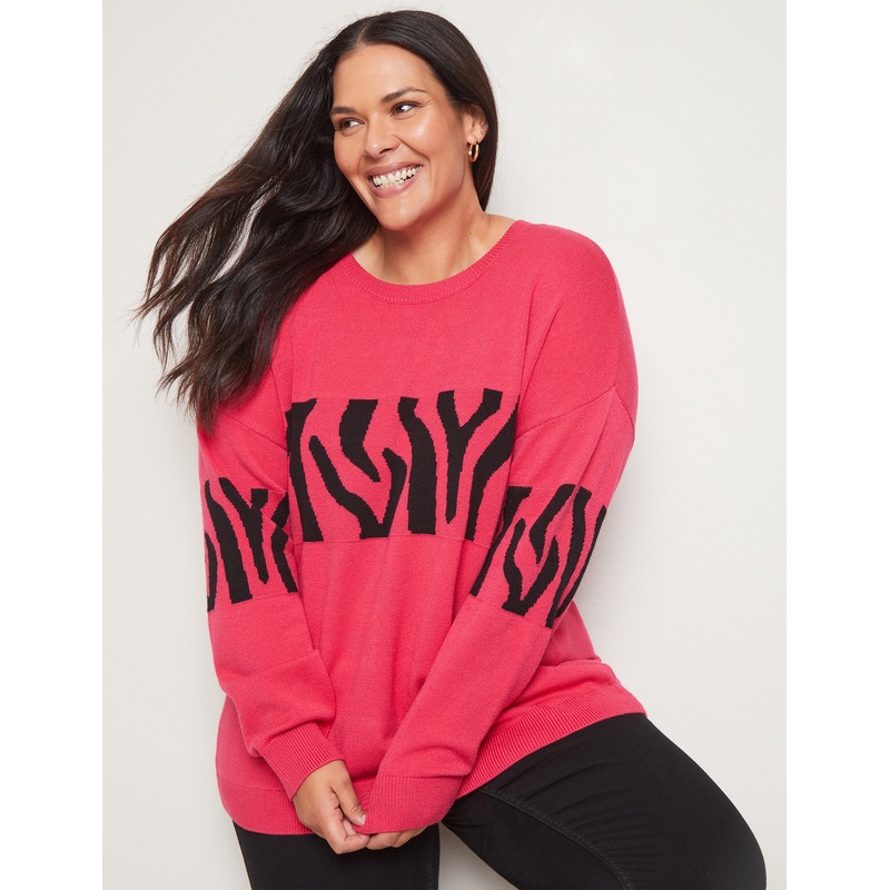 Buy Autograph Womens Plus Size Jumper Winter Pink Pullover Sweater Long Sleeve