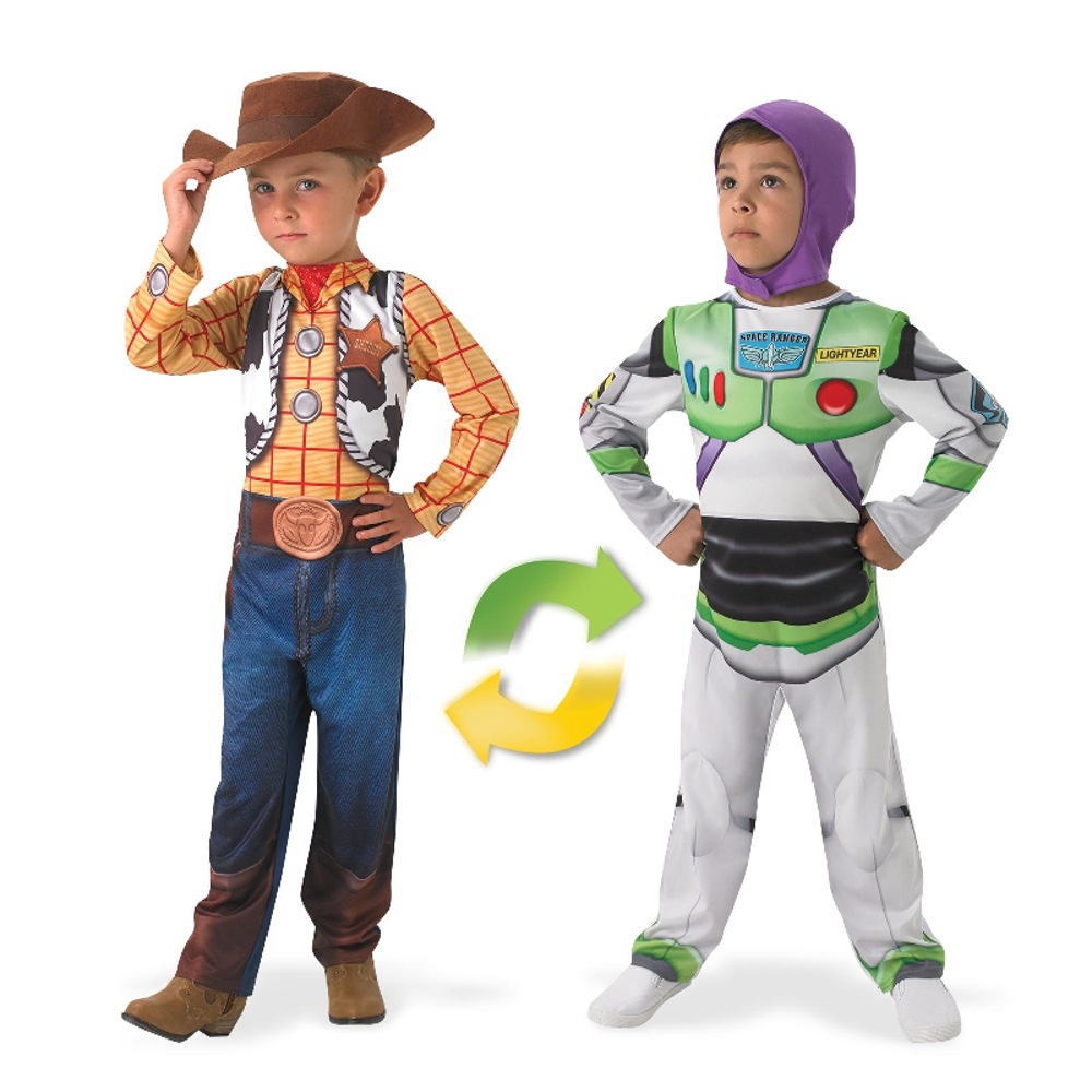 Buy Disney Toy Story Buzz Lightyear and Woody Reversible Child Costume ...