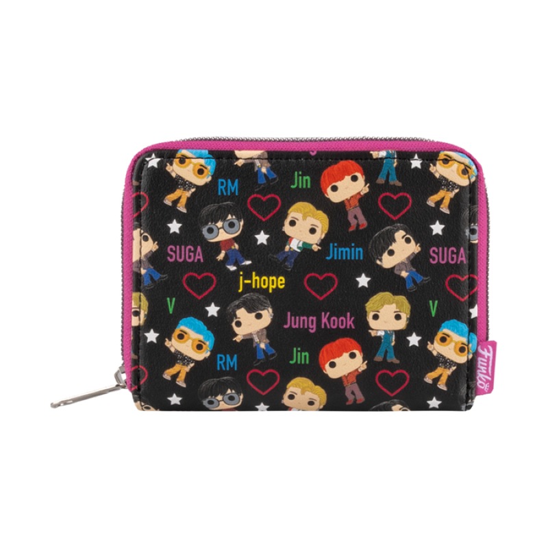 Buy Loungefly Funko Pop BTS Band With Hearts All Over Zip Around Wallet ...