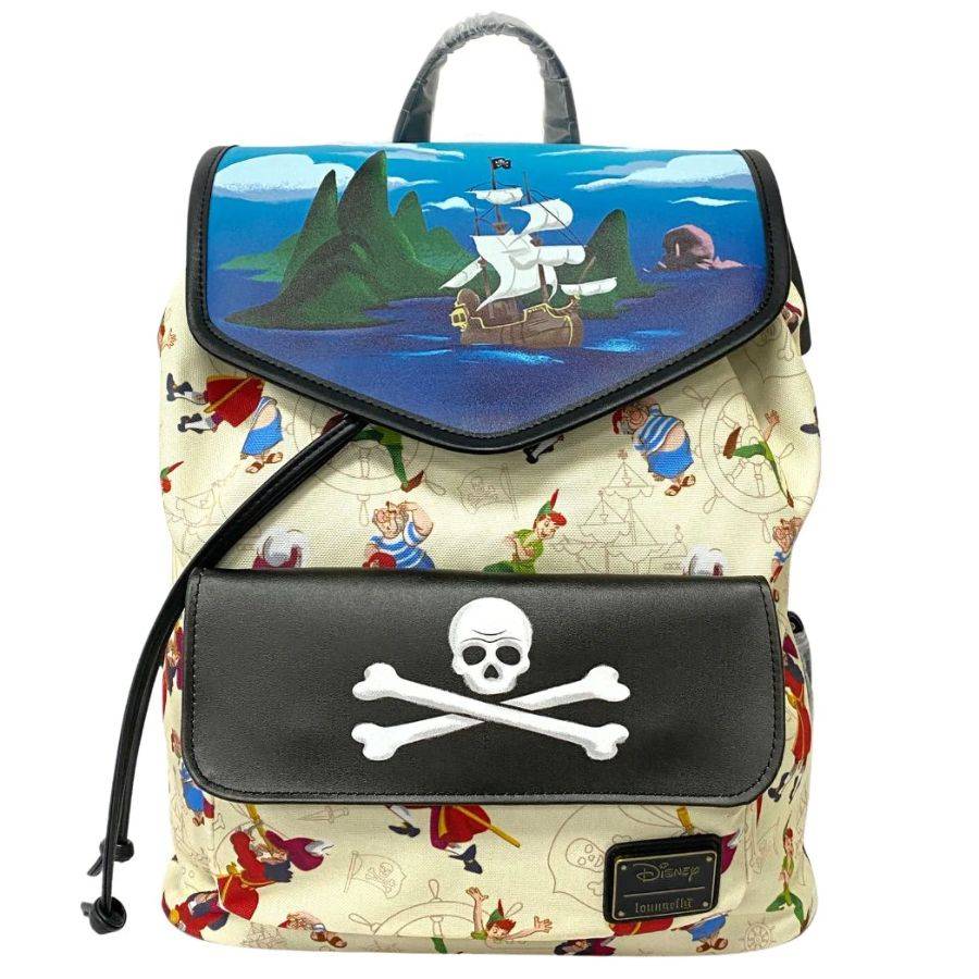 Buy Loungefly Peter Pan Captain Hook Skull 14 inch Faux Leather ...