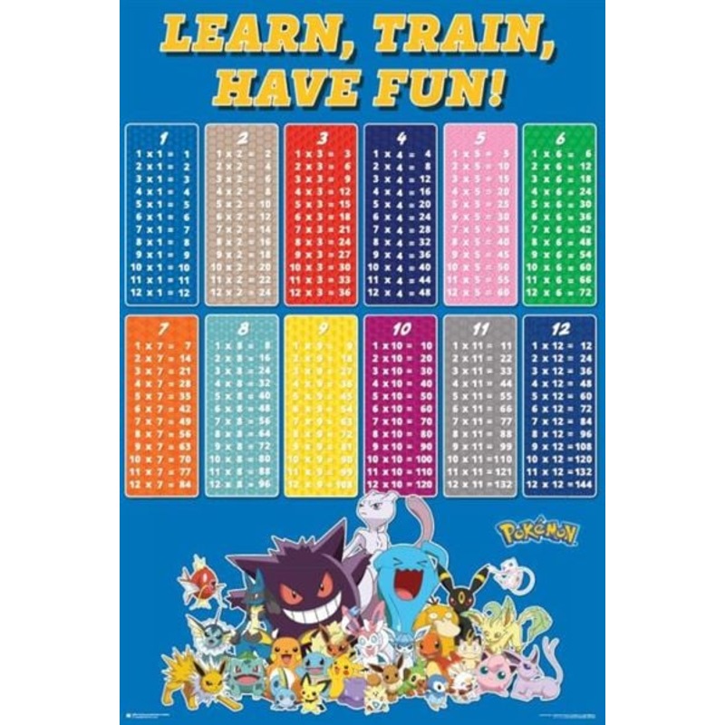 Buy Pokemon Times Tables Poster - MyDeal