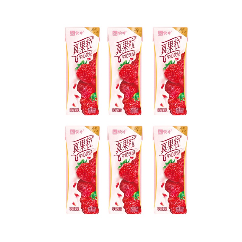 Buy Mengniu Real Fruit Milk Drink Strawberry Flavor 250ml X6Pack - MyDeal