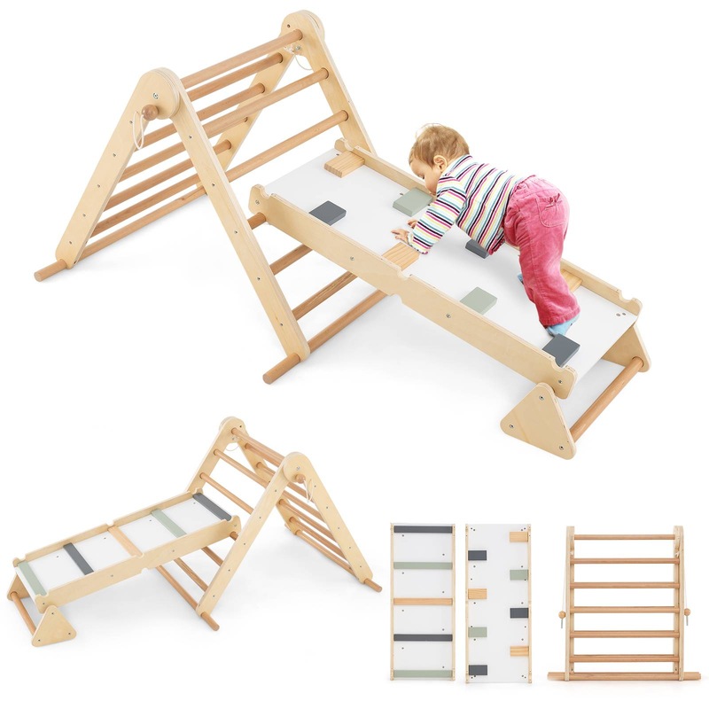 Buy Babyjoy 3-in-1 Pikler Triangle Climbing Set Kids Montessori Toys w ...