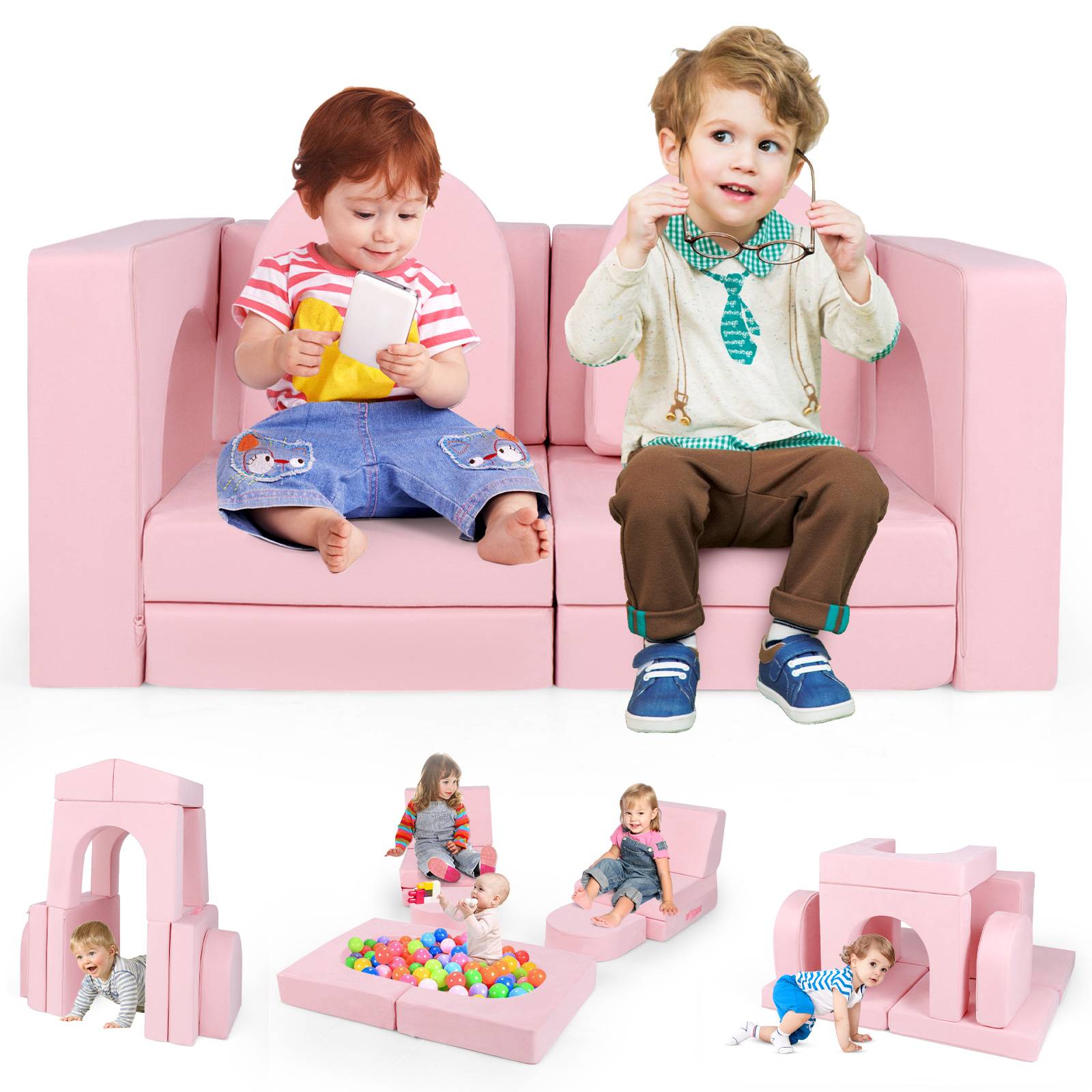 Buy Babyjoy 8PCS Modular Kids Couch Playset Creative Sofa Set Toddler ...