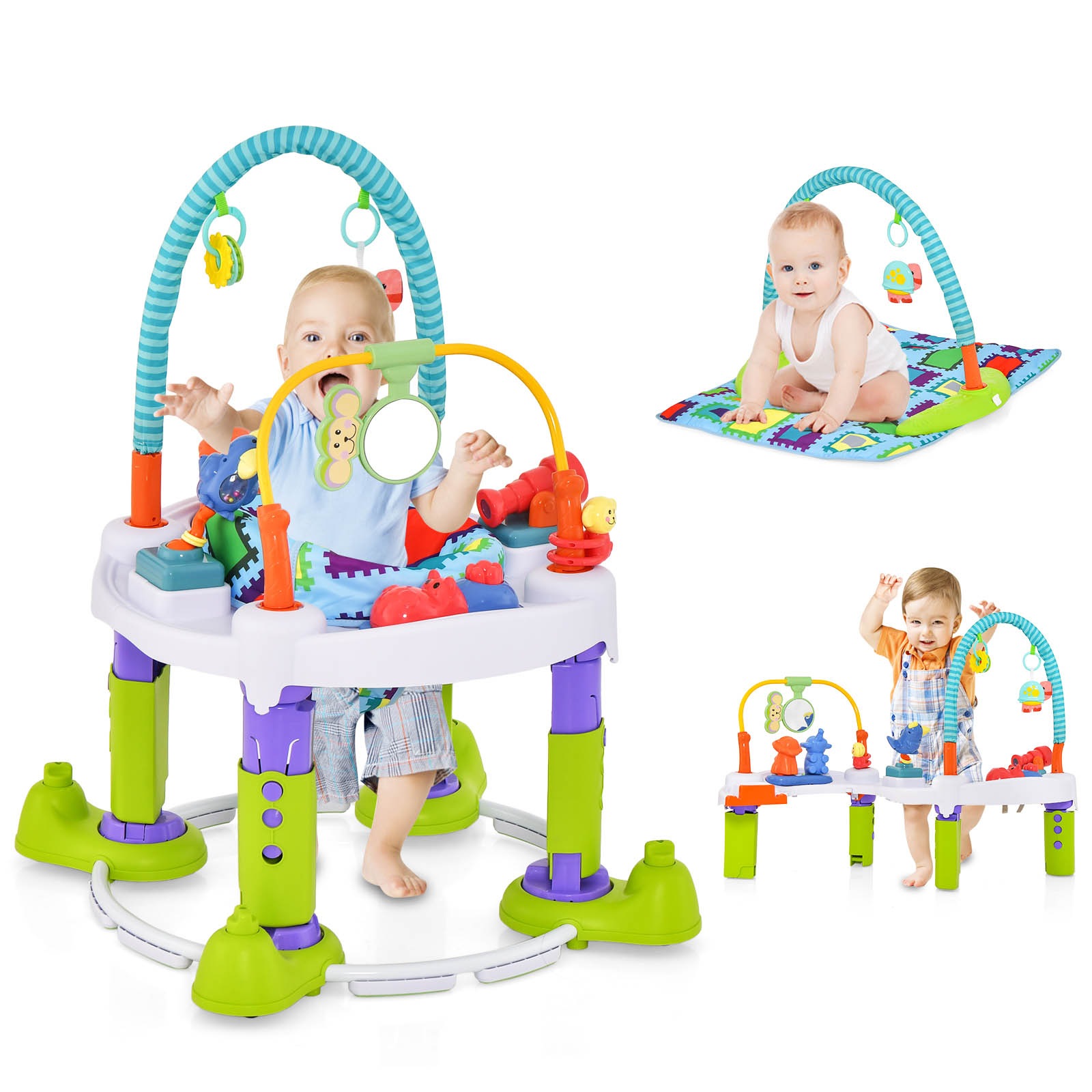 Buy Babyjoy Baby Push Walker Mobile Activity Center Foldable Infant Bouncer w/Play Mat ...