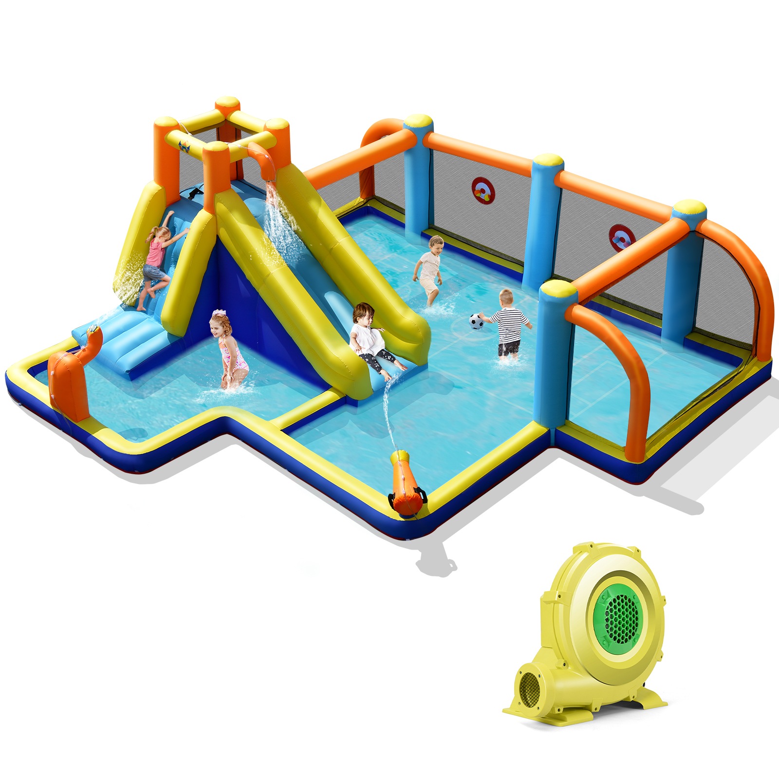 Buy Babyjoy Inflatable Water Slide Soccer-Themed Trampoline Jumping ...