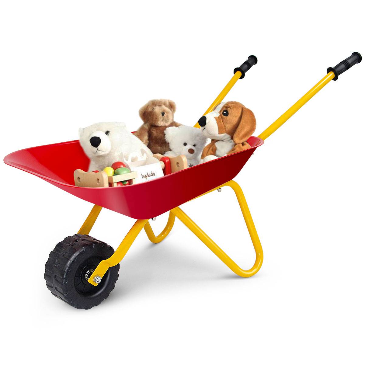Buy Babyjoy Kids Metal Wheelbarrow Metal Construction Toys Kart w/Non ...
