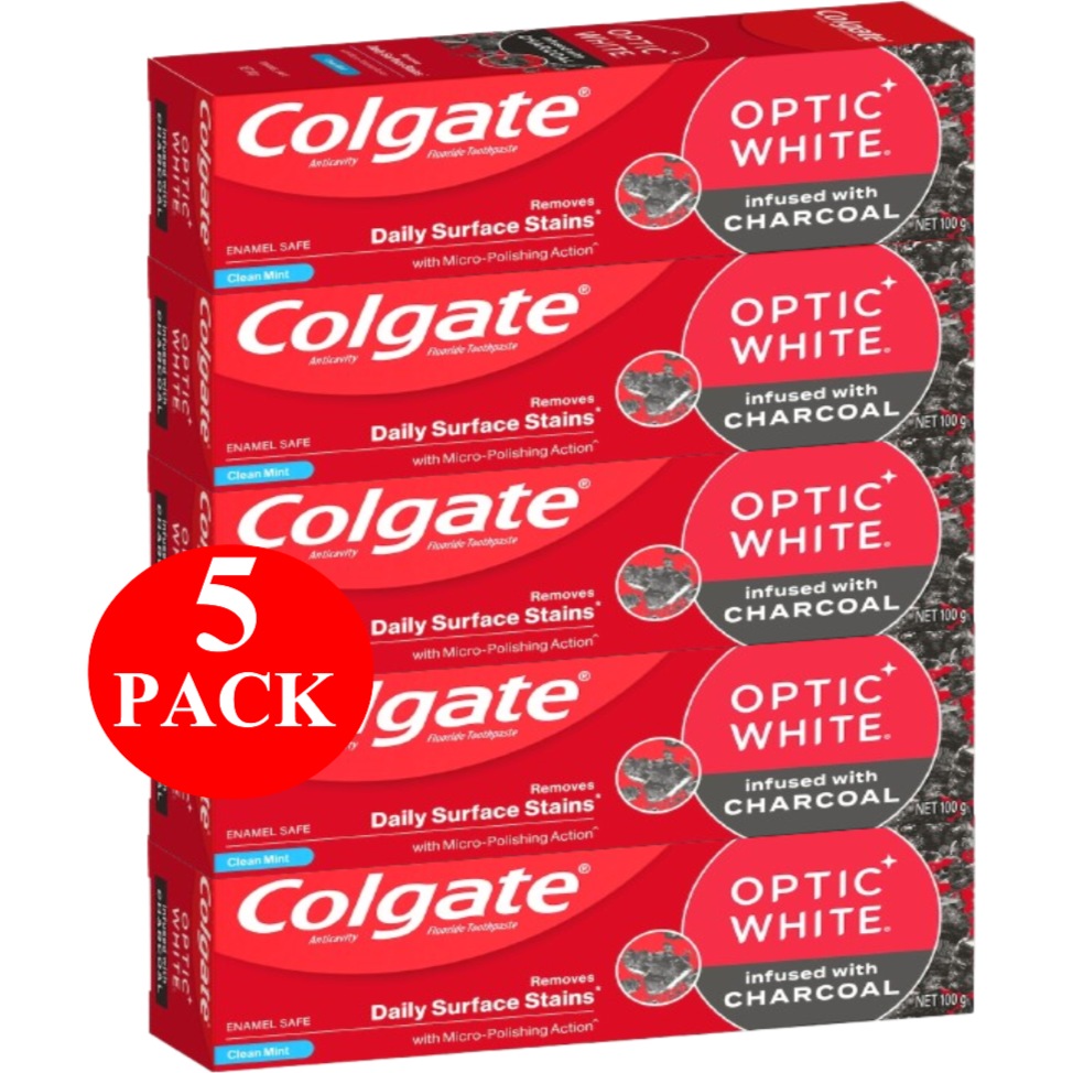 Buy 5 x Colgate Teeth Whitening Toothpaste Optic White With Charcoal ...