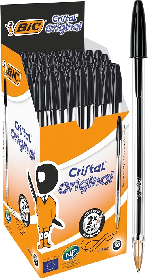 Buy BIC Cristal Original Ballpoint Pen 50-Pack Medium Point 1.0mm Black Ink - MyDeal Australia