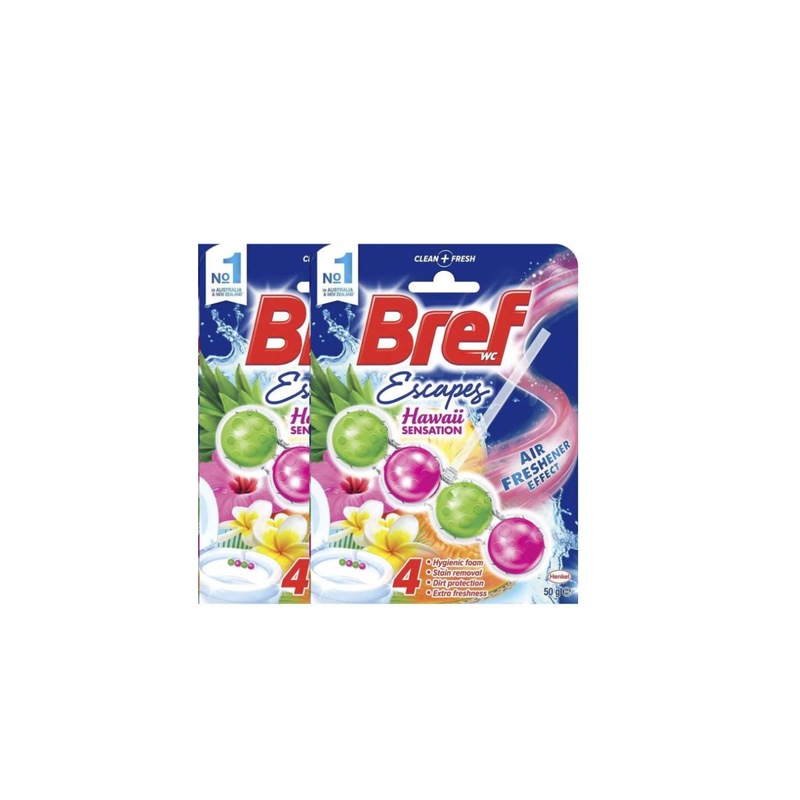Buy Bref Power Active Rim Block Toilet Cleaner Hawaii Escapes 2 x 50g ...