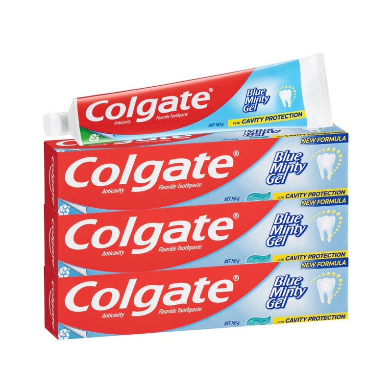 Buy Colgate Blue Minty Gel Toothpaste Mint 3 x 165g - MyDeal