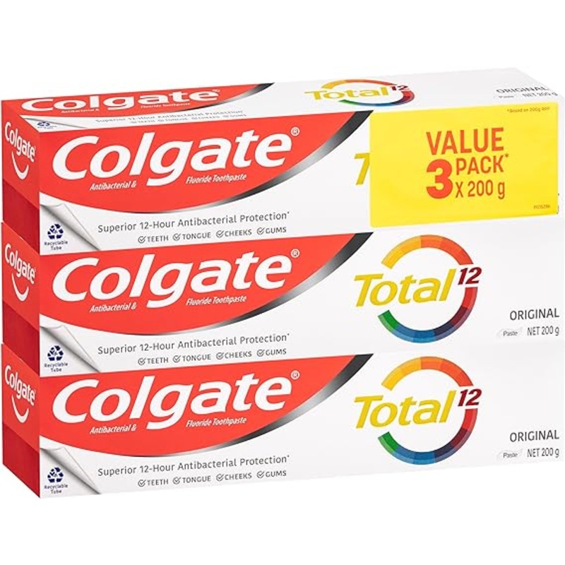 Buy Colgate Total Original Antibacterial Toothpaste Value Pack 3 x 200g ...