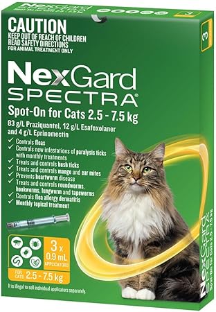 Buy NEXGARD SPECTRA 3-Pack for Large Cats Flea Tick Heartworm & Worm ...