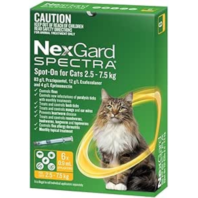 Buy NEXGARD SPECTRA 6-Pack for Large Cats Flea Tick Heartworm & Worm ...