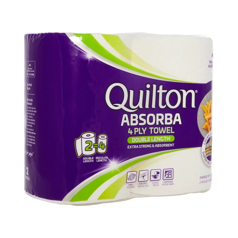 Buy Quilton Absorba 4 Ply 2pk Double Length Paper Towels - MyDeal