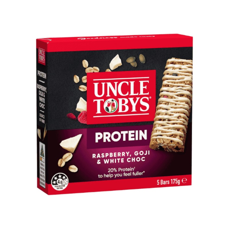 Buy Uncle Tobys Raspberry & White Choc Protein Muesli Bars 5 Bars 8 ...