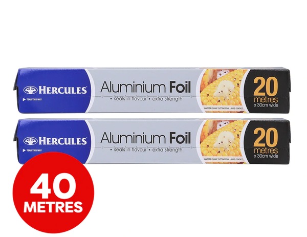 Buy 2 x 20m Hercules Extra Strength Aluminium Foil - MyDeal Australia